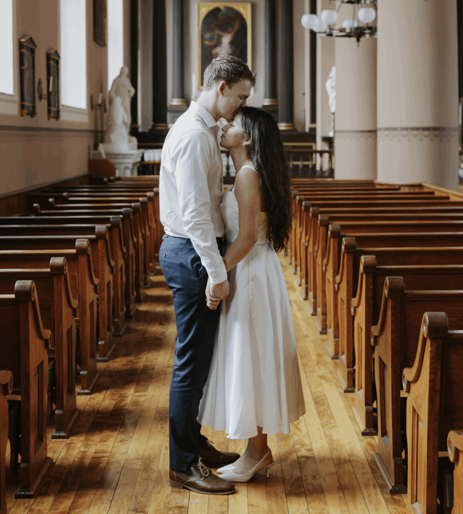 George & Clarissa's Catholic Engagement Shoot at the Old Cathedral